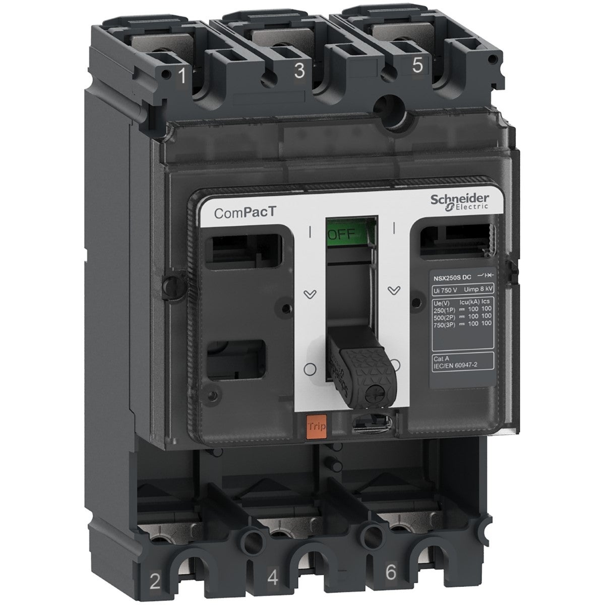 Circuit Breaker Basic Frame, Compact Nsx100F Dc, 36Ka At 750 Vdc, 100A, Without Trip Unit, 3 ...